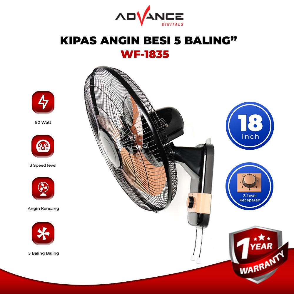 Jual Advance WF1835 Wall Fan Kipas Angin Dinding Besi Ukuran 18 Inch 3 ...