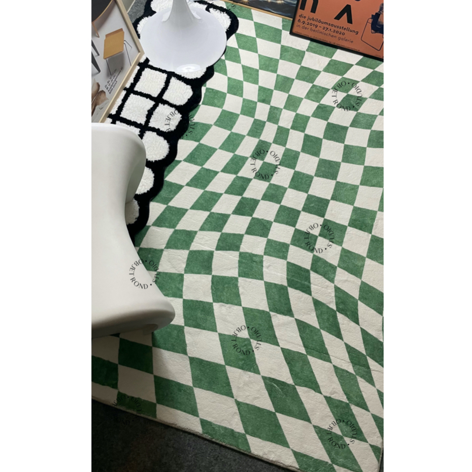 Jual [objet rond] pastel groovy checkered rug | keset karpet estetik ...