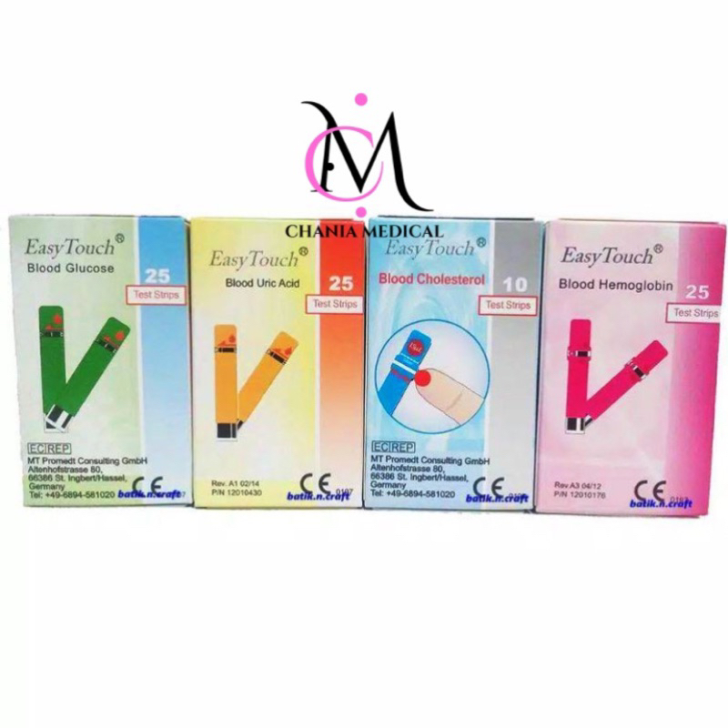 Jual STRIP EASY TOUCH 3 in 1 CHOLESTEROL / HB / GLUCOSE / URIC ACID ...