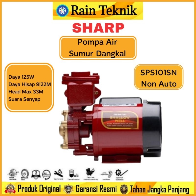 Jual Pompa Air SHARP SPS-101SN Shallow Non Auto Sumur Dangkal 9-22 Meter 125 Watt / Pompa Air ...