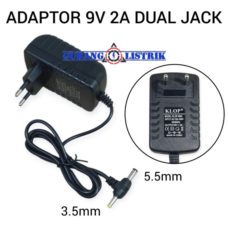Jual Adaptor Trafo Travo Power Supply AC to DC 9V 2A Dual Jack 3.5mm 5.5mm | Shopee Indonesia