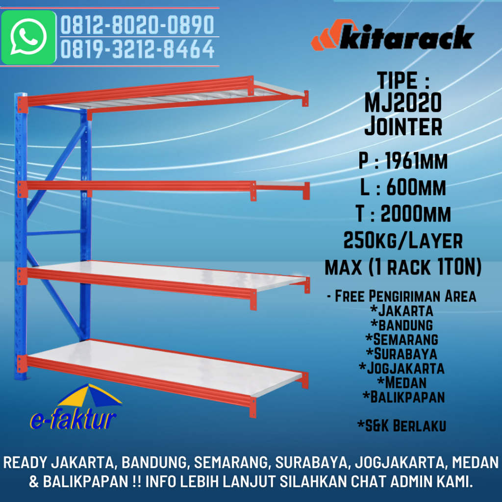 Jual KITARACK MJ2020 JOINTER RACK GUDANG 4 SUSUN RACK WAREHOUSE TINGGI ...