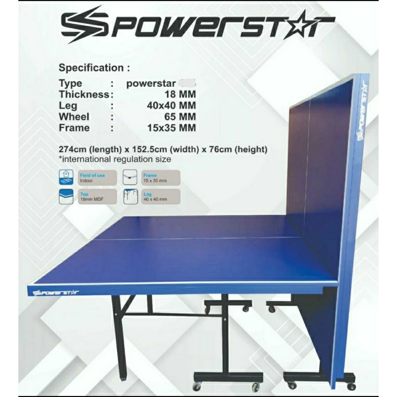 Jual MEJA PINGPONG/ TENIS MEJA POWERSTAR / POWER STAR MDF 18MM. ORIGINAL | Shopee Indonesia