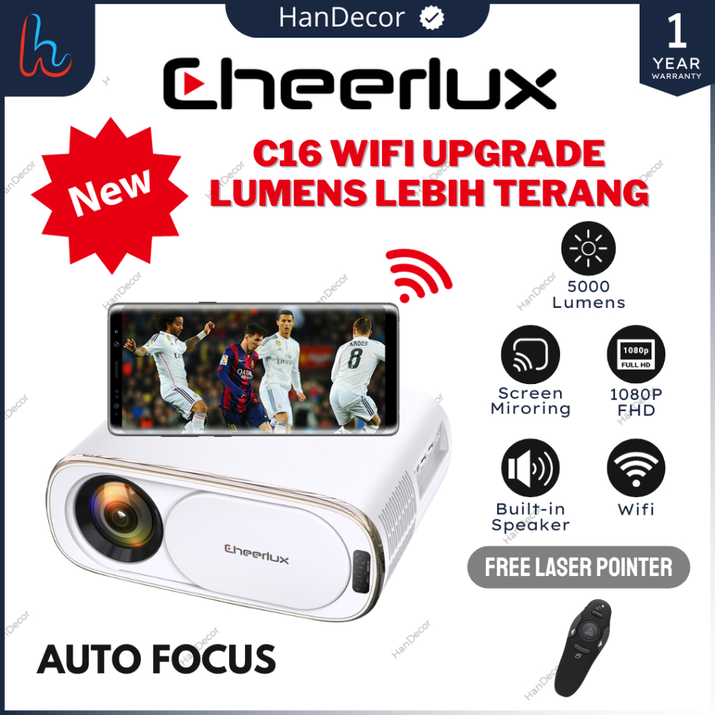 Jual CHEERLUX C16 Wifi Bluetooth Cheerlux 5000 LUMENS | Proyektor C16 ...
