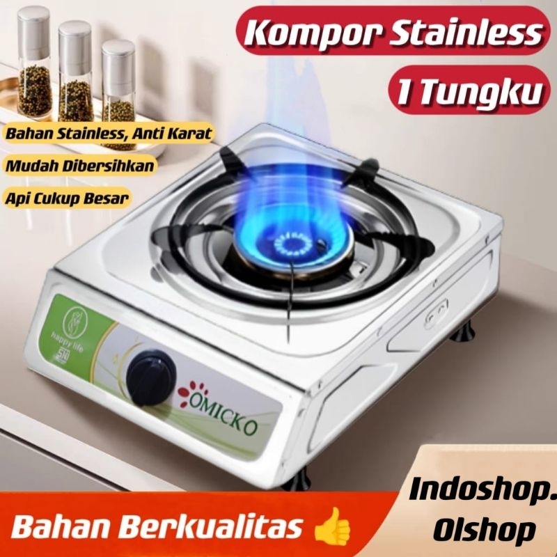 Jual OMICKO Kompor Stainless Anti Karat 1 Tungku / Kompor Stainless ...