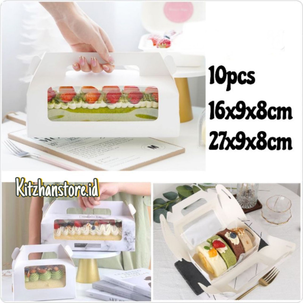 Jual 10PCS BOX DUS HANDLE roll cake box bolu gulung dus kotak kue ...