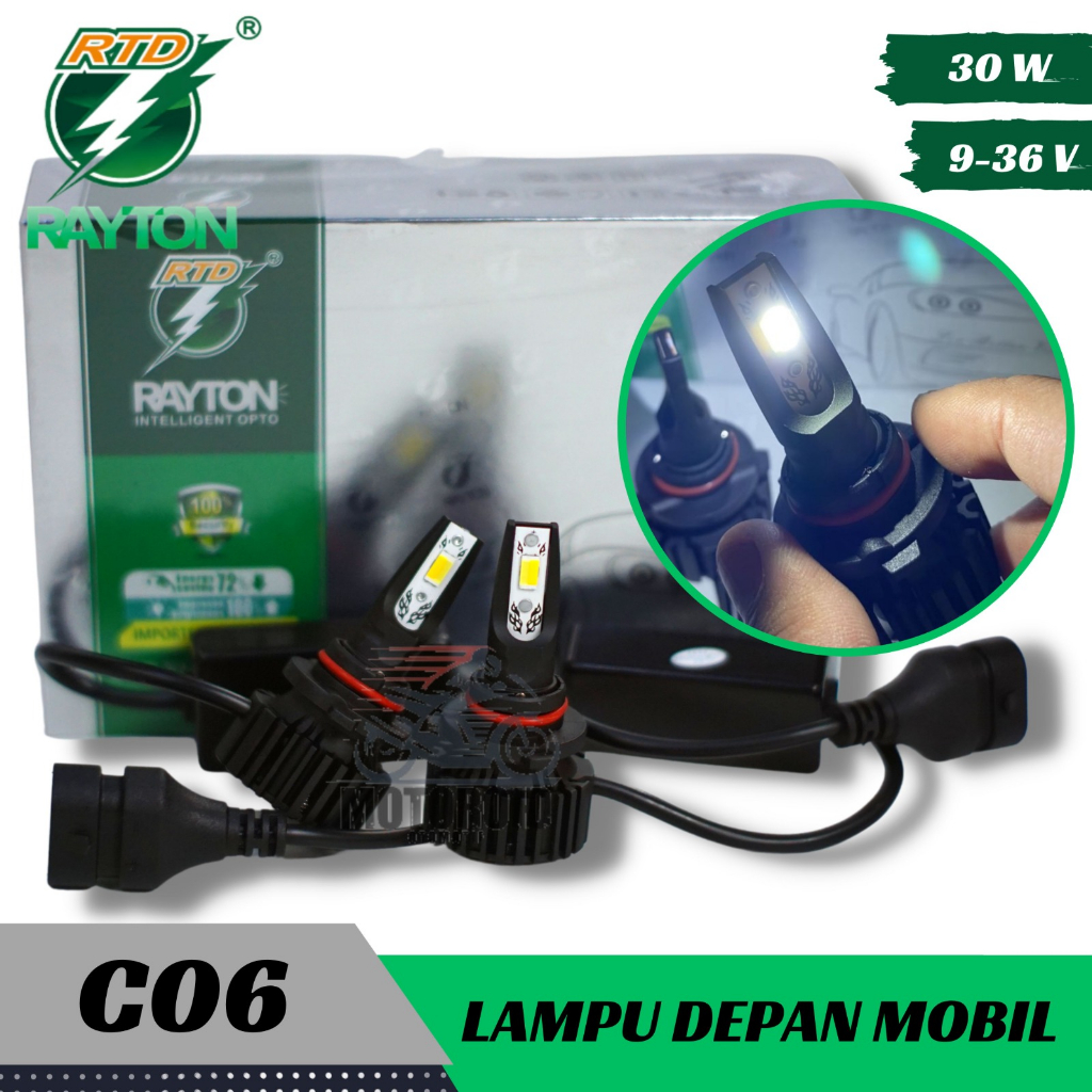 Jual LAMPU UTAMA MOBIL 1Set C06 2 PCS WHITE WHITE KIPAS RTD LED 40 WATT RAYTON 9005 9006 9012 ...