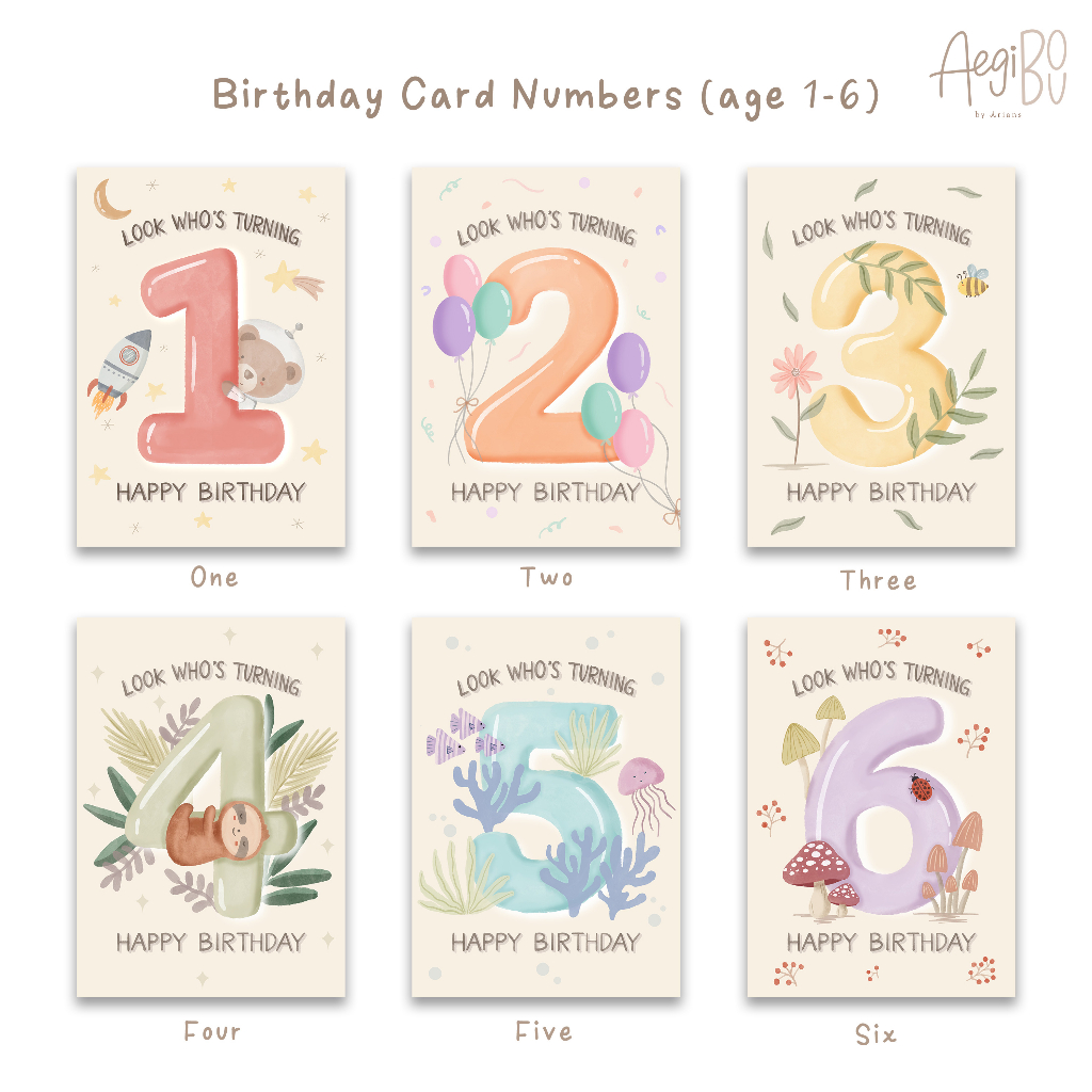 Jual Birthday Card Numbers Design by Aegibou | Kartu Ucapan ulang tahun ...