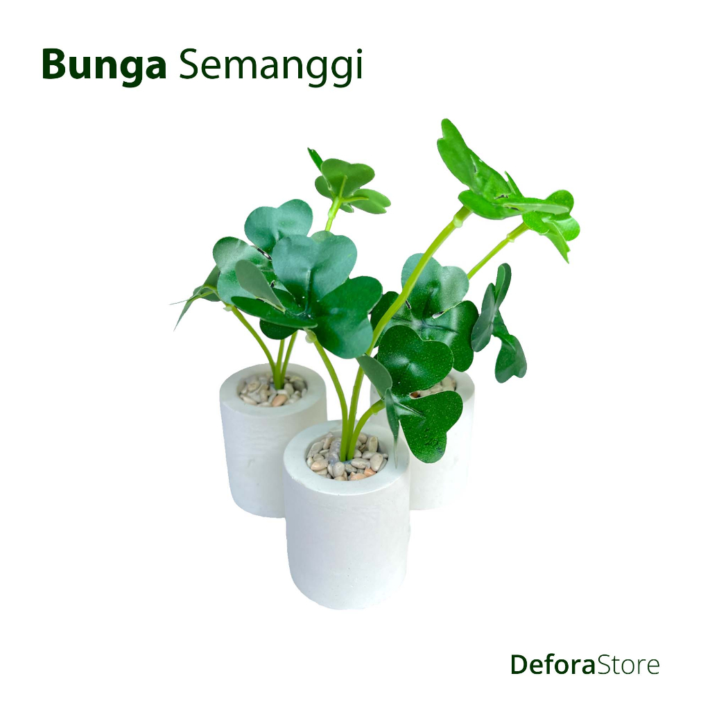 Jual Rangkaian Bunga Plastik Artificial Semanggi Pot Semen - Defora ...