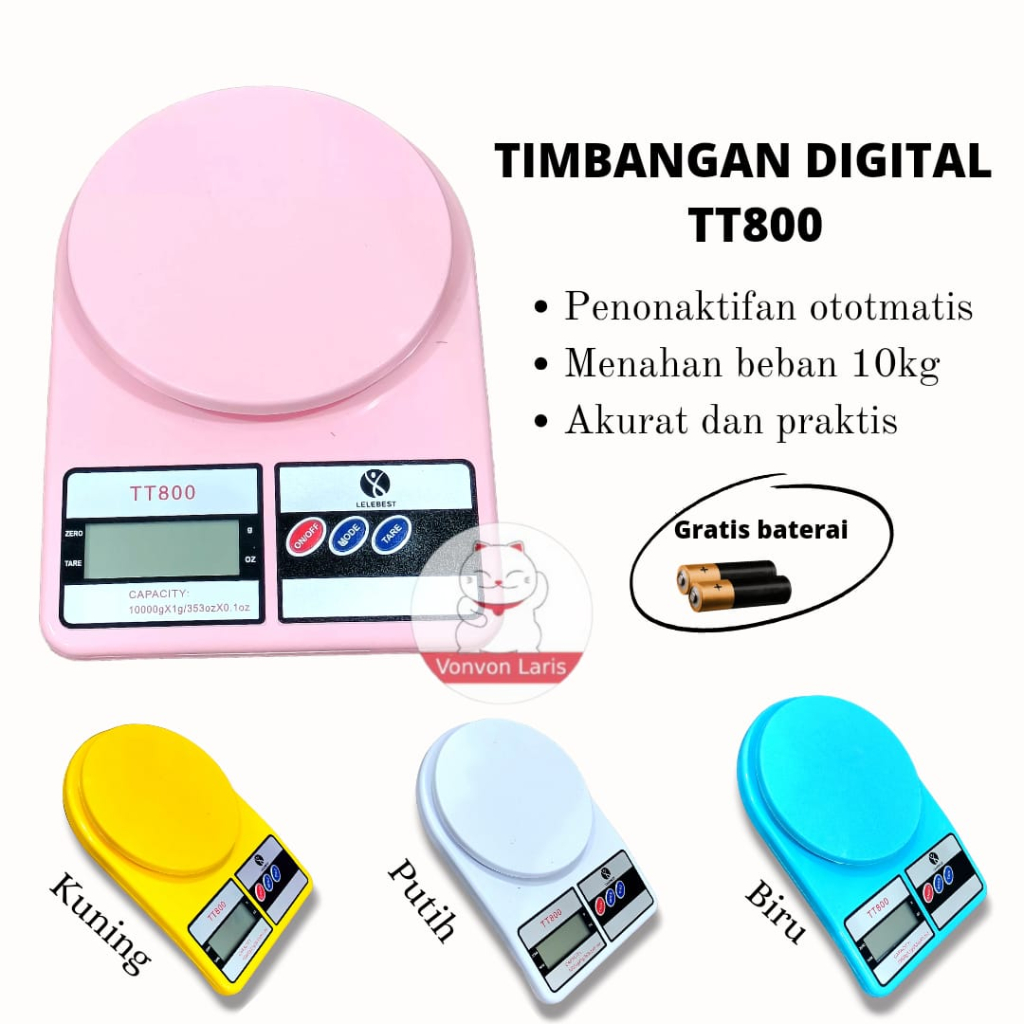 Jual Timbangan Dapur Digital TT800 10Kg FREE BATERAI Kitchen Scale ...