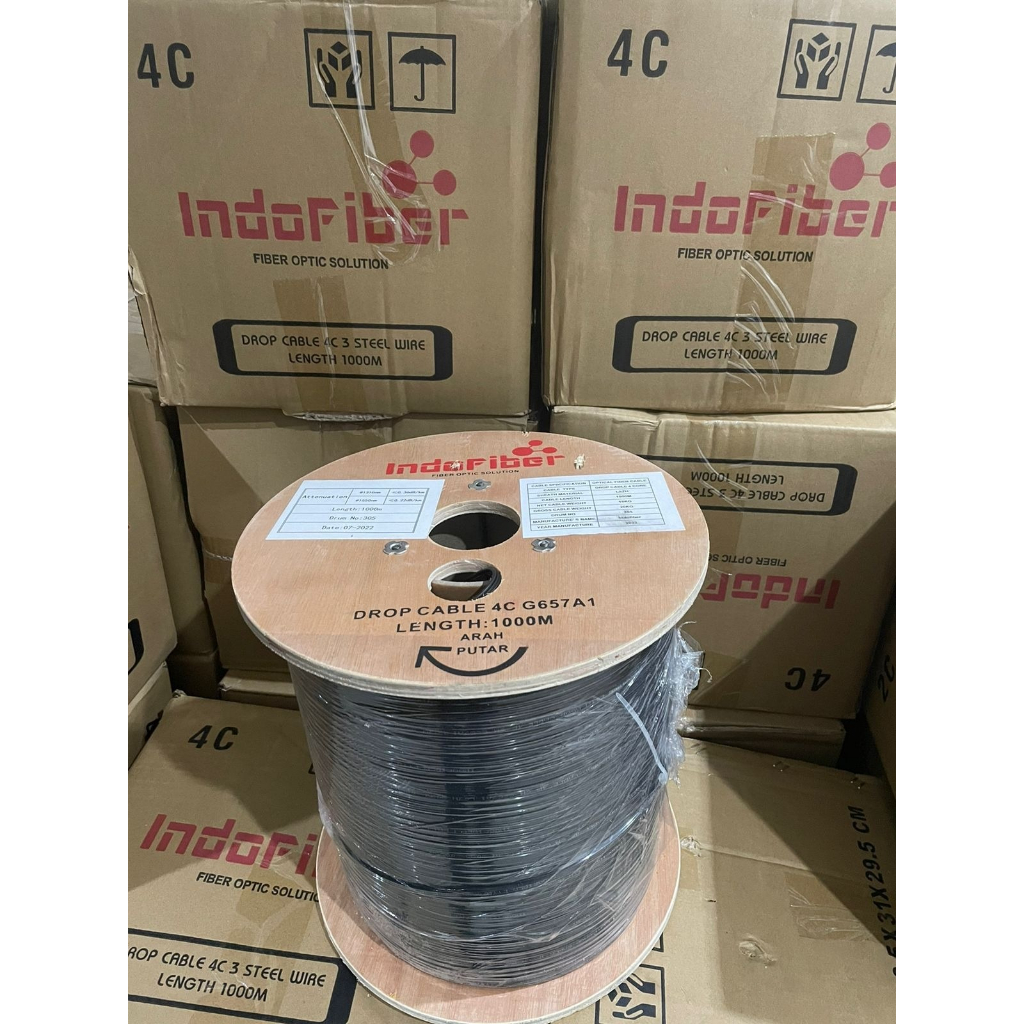 Jual Indofiber Dropcore 4core 3seling / FTTH kabel fiber optik 4core | Shopee Indonesia