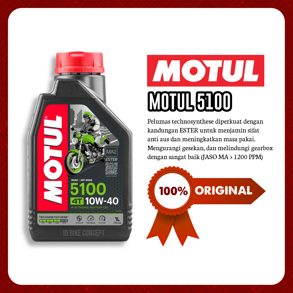 Jual OLI MOTUL 5100 10W-40 SYNTHETIC ESTER 1L (ORIGINAL) | Shopee Indonesia