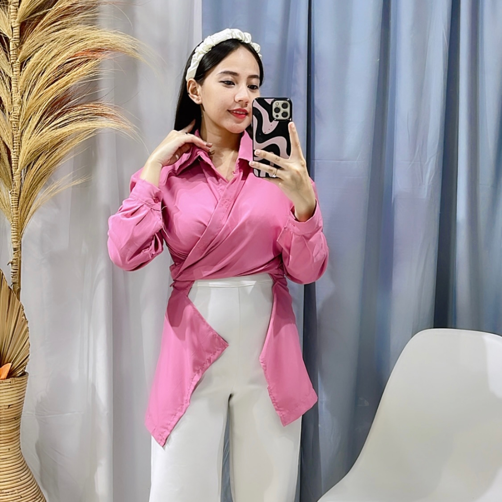 Jual RIFARA COLLECTION - KAYLA CROP SHIRT TWISTCONE / KEMEJA TALI ...