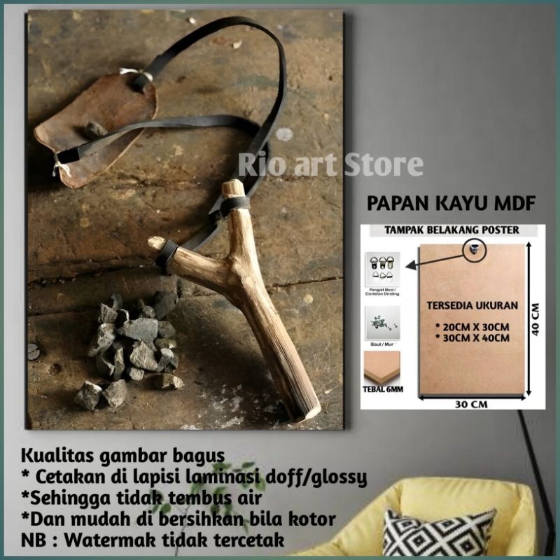 Jual Hiasan dinding bahan papan kayu mdf poster ketapel kuno untuk ...
