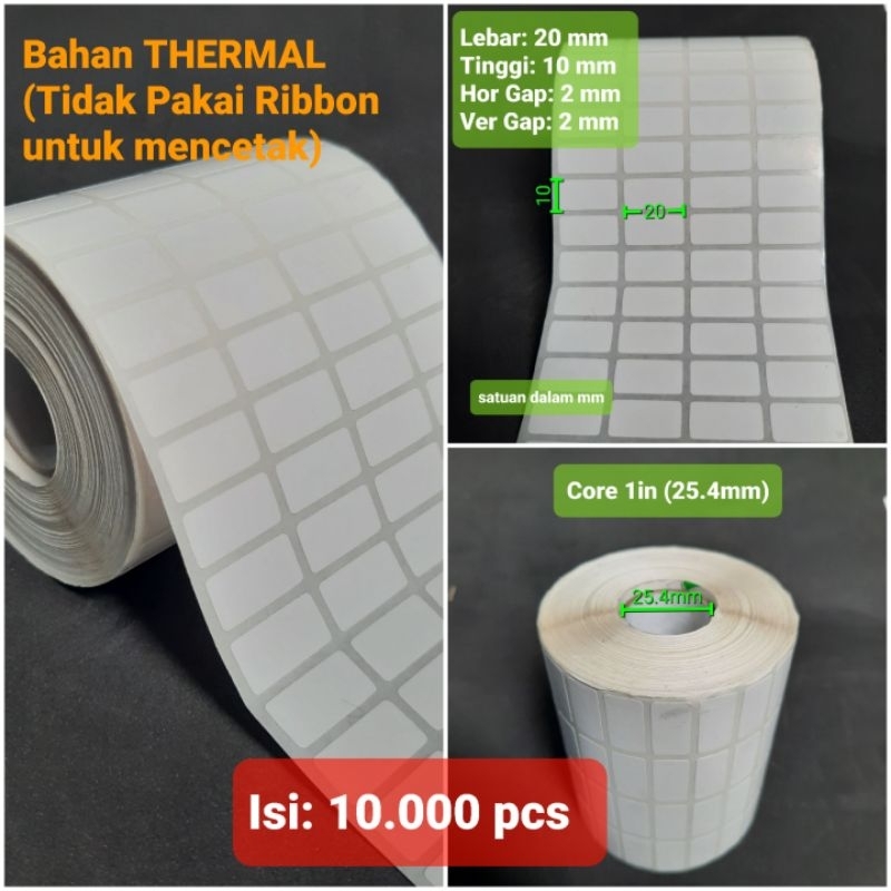 Jual Label Sticker Barcode THERMAL 20x10 mm | 2x1 cm | 20mm x 10mm ...