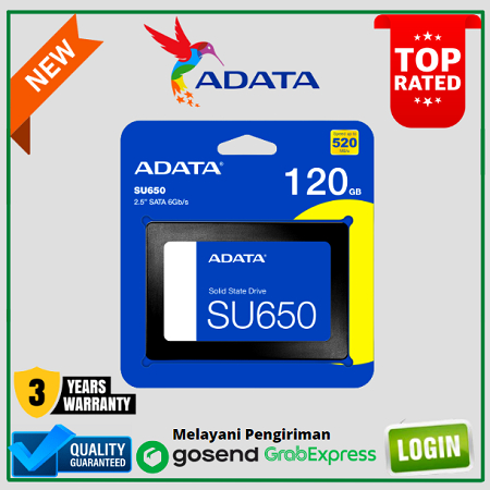 Jual ADATA SSD SU650 256GB / 512 SATA III ( R/W Up to 520 / 450MB/s ...