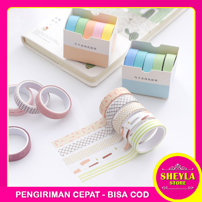 Jual Roll Masking Tape Set 5 Pcs / Essential Collection Basic Pattern ...
