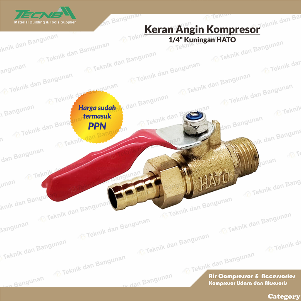 Jual Air Cock Stop Kran Angin Kompresor Hato 1/4" inch (36gram ...