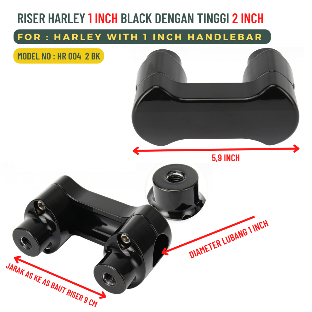 Jual RISER HARLEY CLAMP 1 INCH BLACK HR 004 2 BK | Shopee Indonesia
