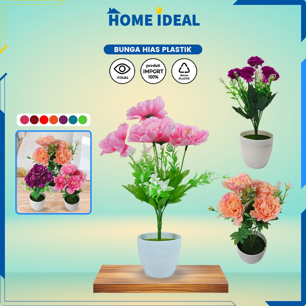 Jual Tanaman Pot Hias Bunga Peony Plastik / Ornamen Pot Dekorasi Meja ...