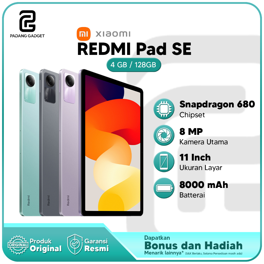 Jual Xiaomi Redmi Pad SE (4GB/128GB) Tablet Pad Murah Original Garansi ...
