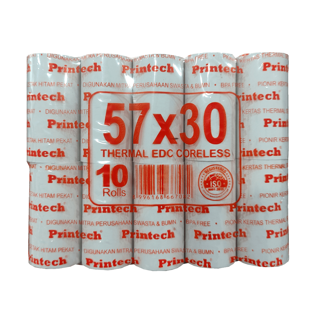 Jual PRINTECH Kertas Thermal Kasir 57x30 Coreless Tanpa Bungkus 10 Roll ...