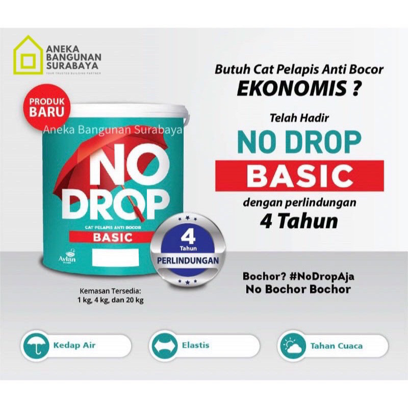 Jual Cat anti bocor NO DROP Basic series 1 kg waterproof paint cat eksterior | Shopee Indonesia