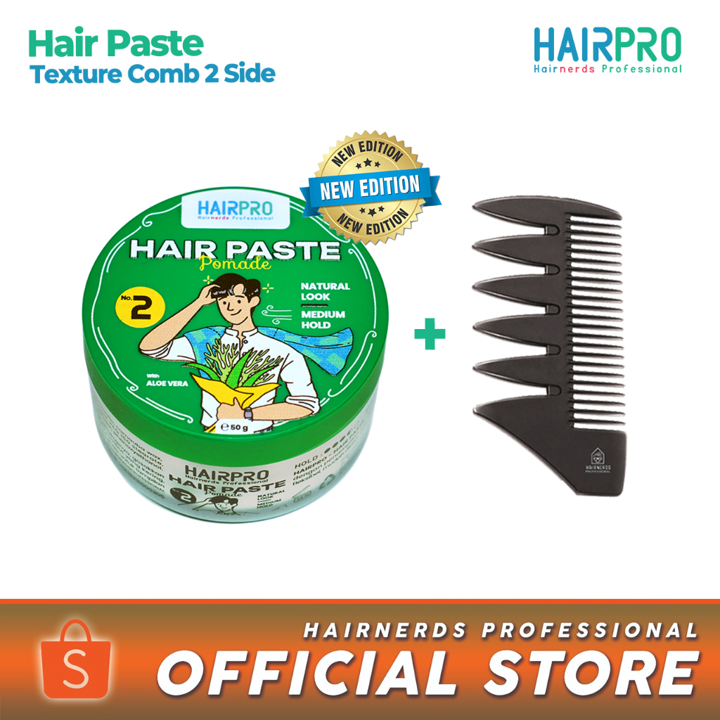 Jual Hairnerds Professional - Hair Paste Pomade + Texture Comb | Shopee ...