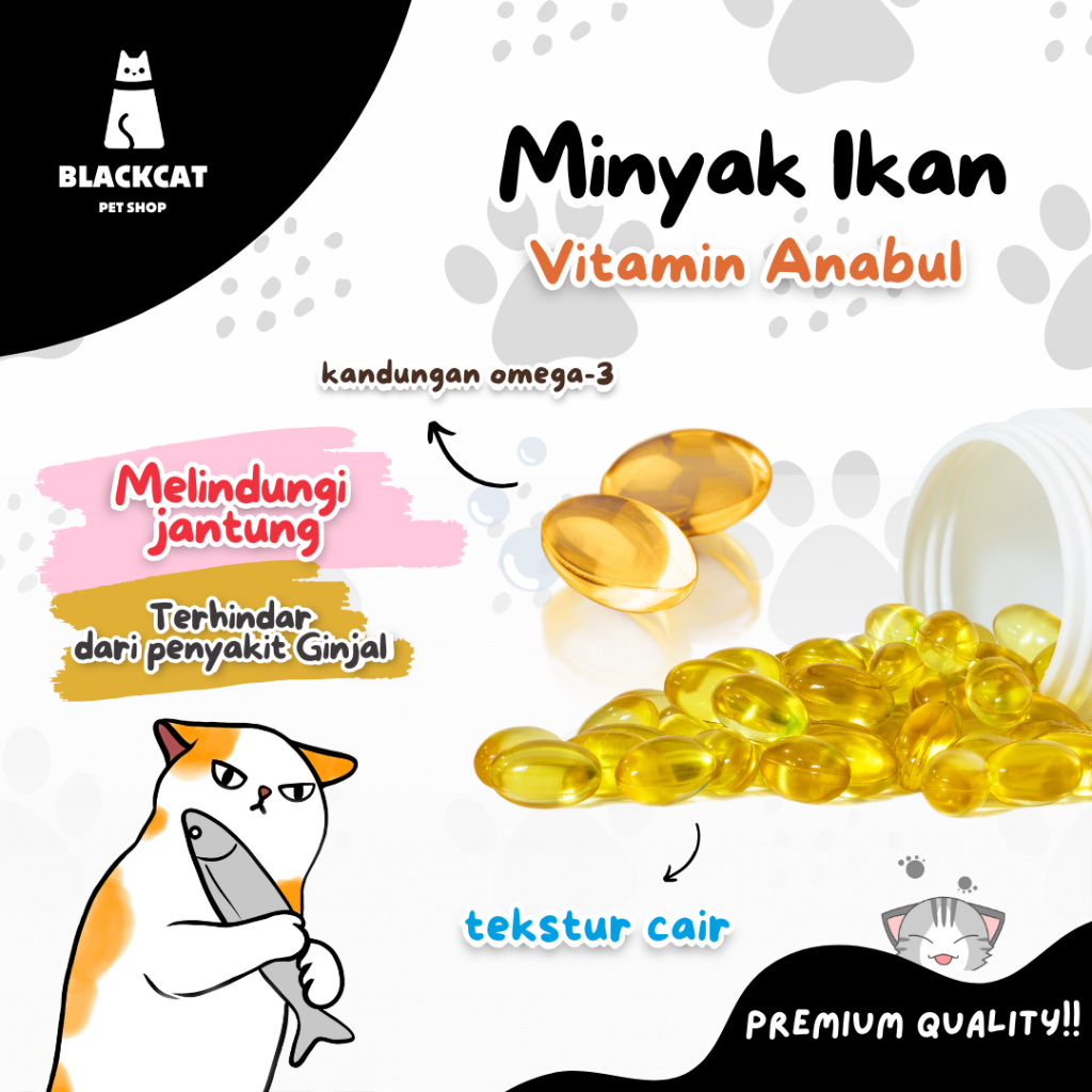 Jual Minyak Ikan Fish Oil Vitamin Kucing BLACKCAT | Shopee Indonesia