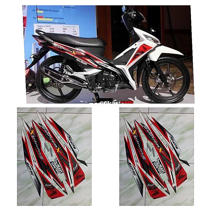 Jual Stiker Striping Motor Supra X 125 2014 Fi Warna HITAM PUTIH ...