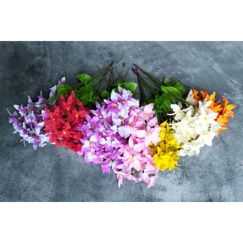 Jual bunga anggrek katalia 5 kuntum artificial batangan / bunga anggrek ...