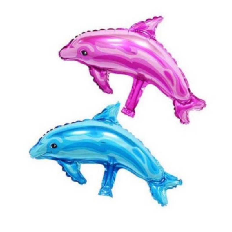 Jual Balon foil karakter lumba lumba dolphin pink biru / balon hewan ...