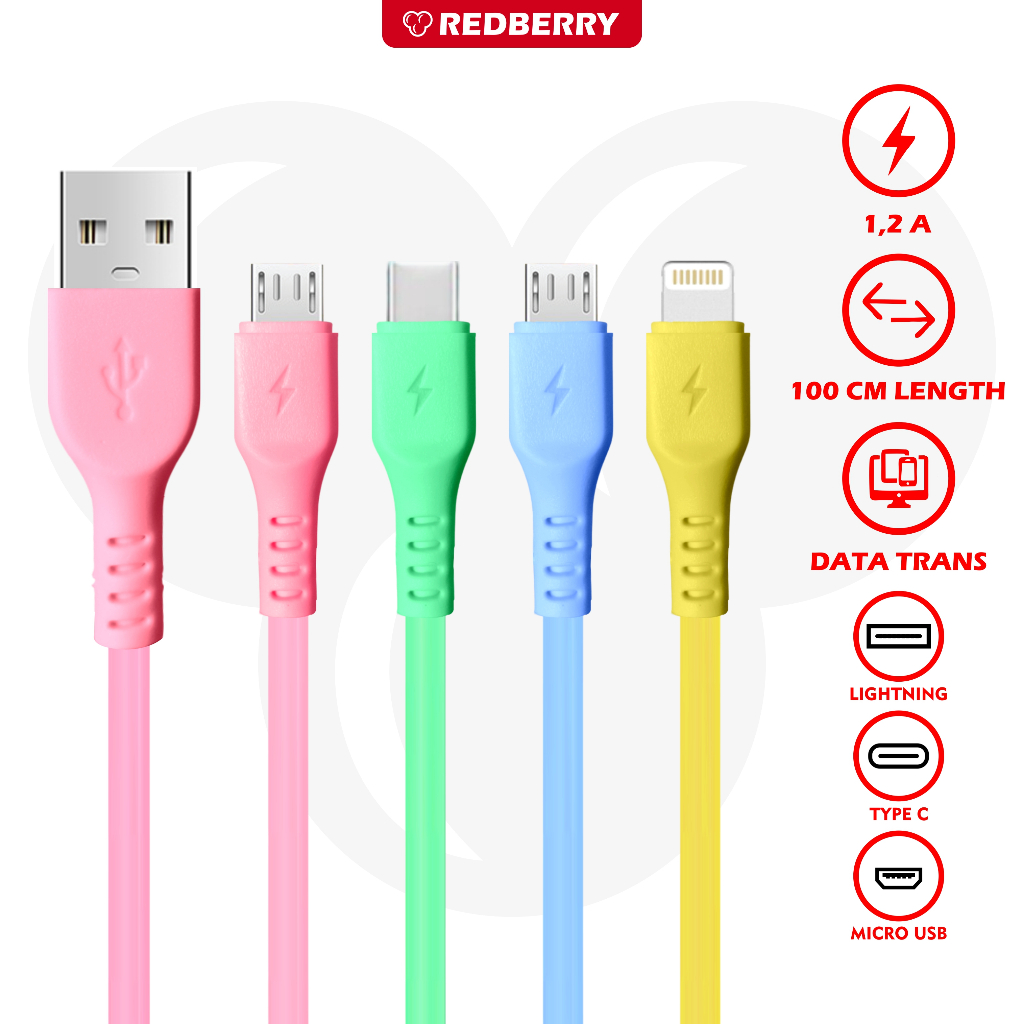 Jual Kabel Data JSC07 macaron color Iphone Ligthing Type C Micro USB ...