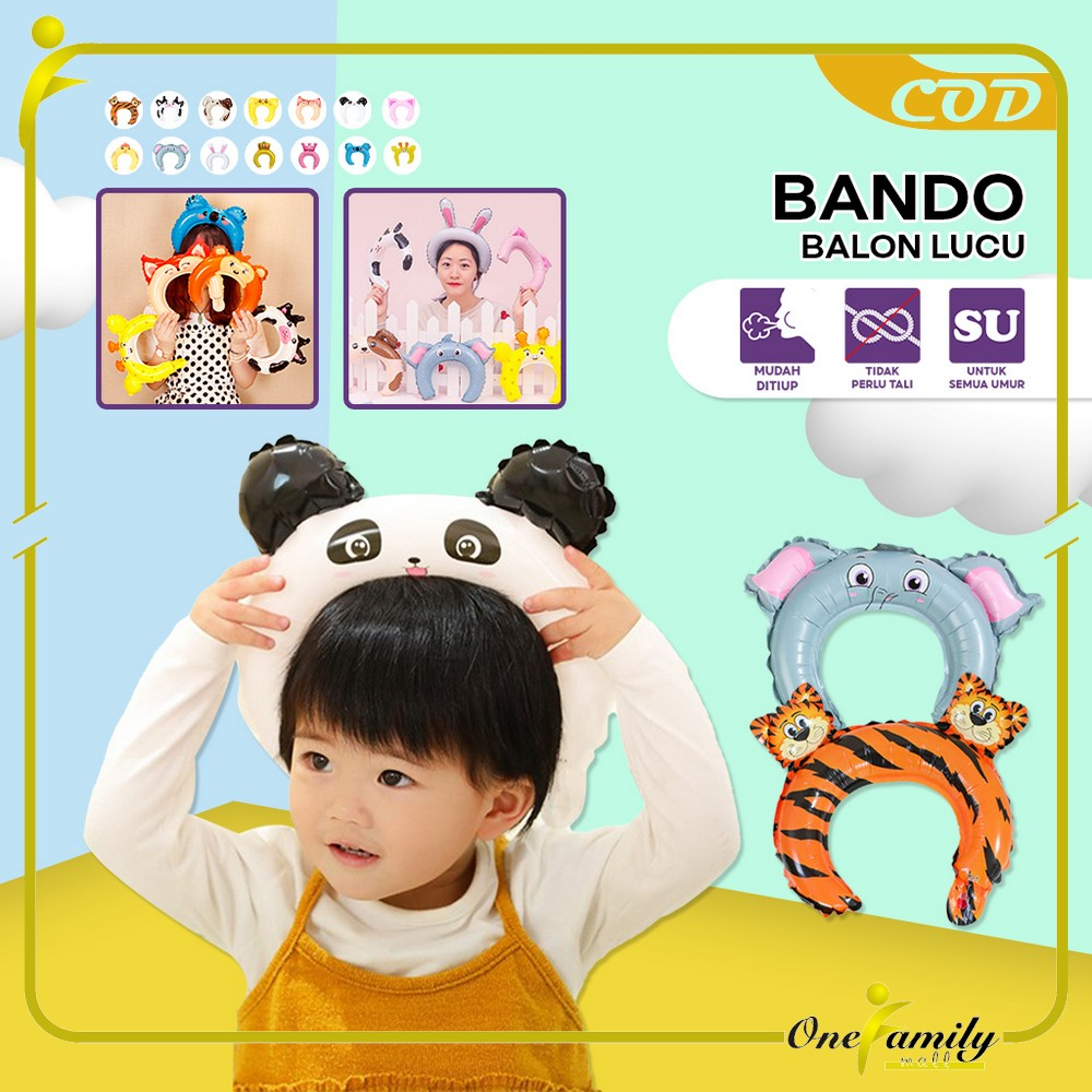 Jual ONE-C593 Bando Balon Foil Anak Karakter Hewan Lucu / Bendo Balon ...