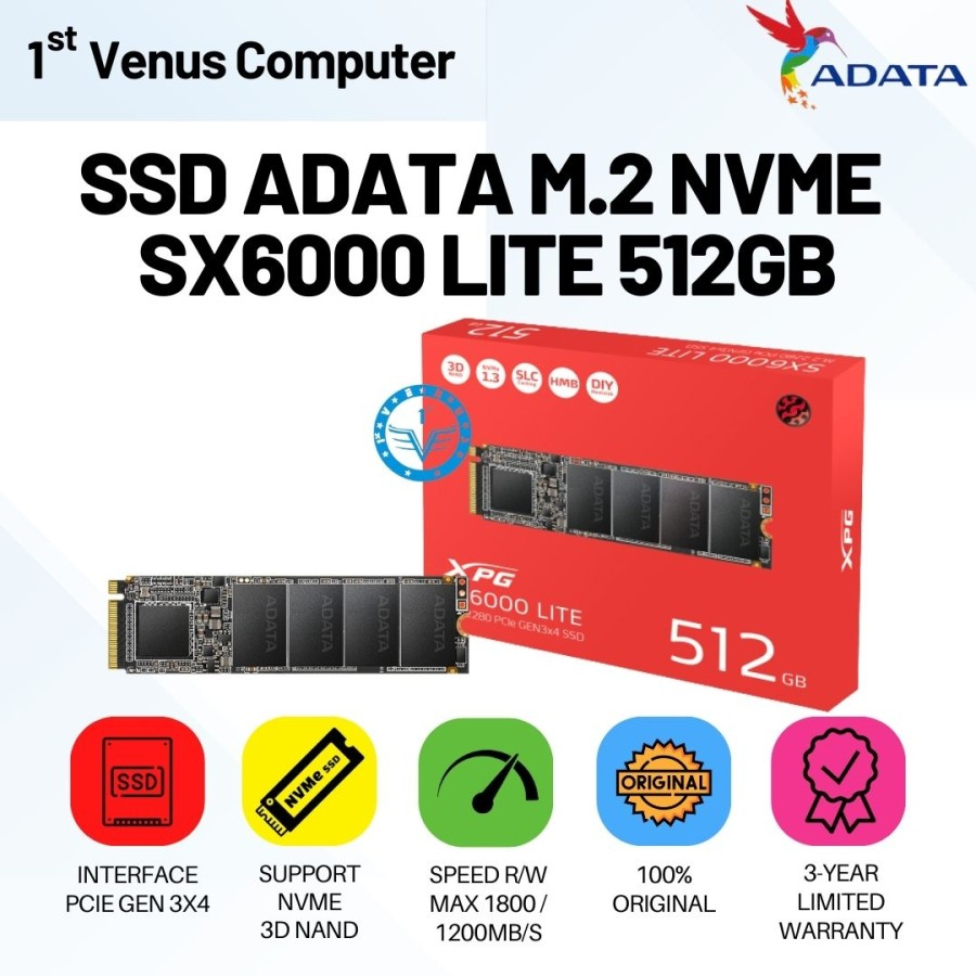 Jual SSD M.2 ADATA NVME SX6000 LITE 512GB 1800MB/S W 1200MB/S / MEM-27 ...
