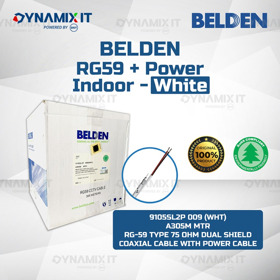 Jual Indoor Belden RG59+Power Kabel CCTV Cable 305m - White ORIGINAL ...