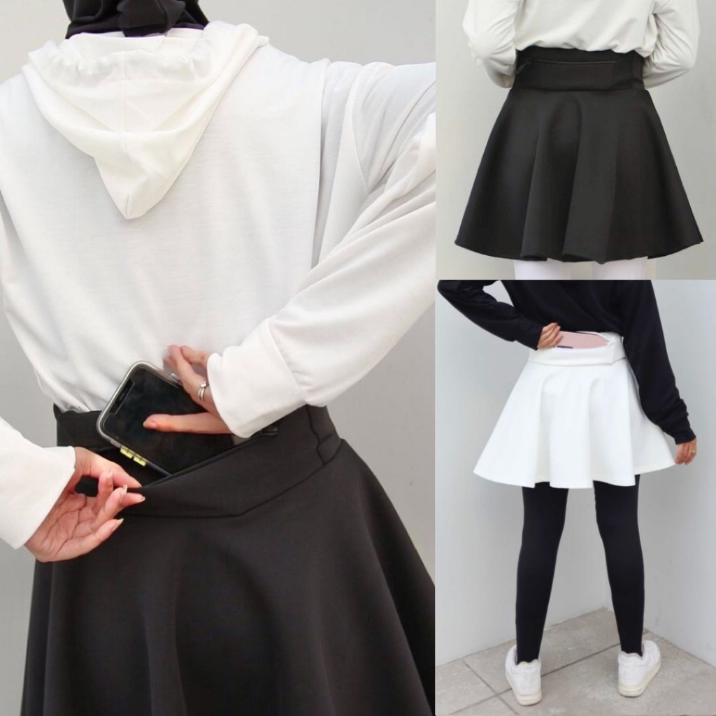 Jual Hitjab - Rok Tennis Rok Scuba High Waist Olahraga Sport Zipper ...