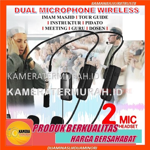 Jual Mikrofon Mic Clip On Wireless Imam Masjid Microphone Dual Bando ...