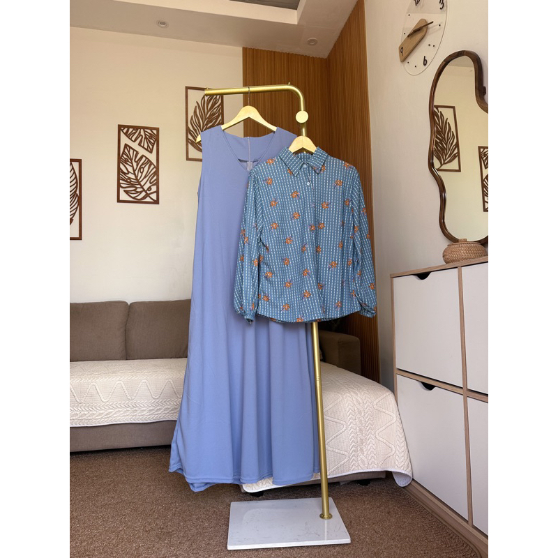 Jual FANISA DRESS SATU SET KEMEJA & OVERALL Hijabnyakitabydara | Shopee ...