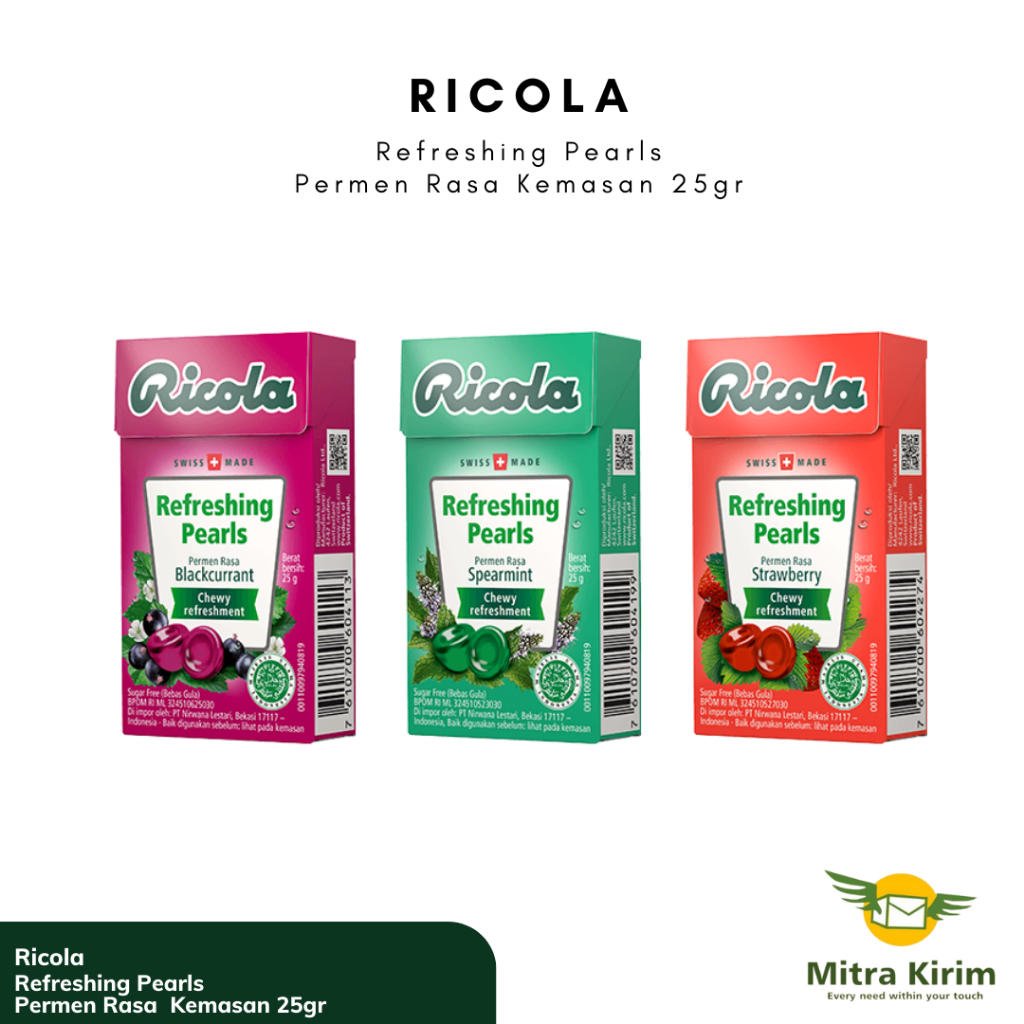 Jual Ricola Refreshing Pearl Permen Rasa Blackcurrant/Spearmint/Strawberry 25gr | Shopee Indonesia