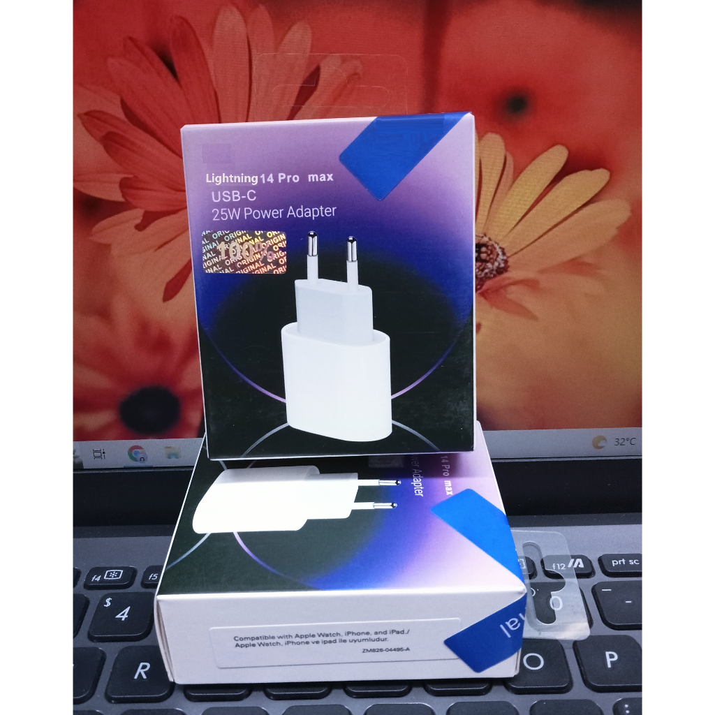 Jual Batok Lightning 14 Pro max Usb C 25W Power Adapter Pack Ungu | Shopee Indonesia