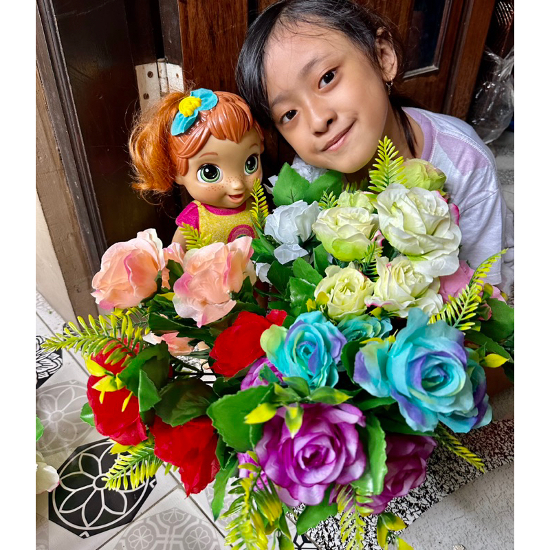 Jual Mawar Spray x5 Bunga Hias Artificial | Shopee Indonesia