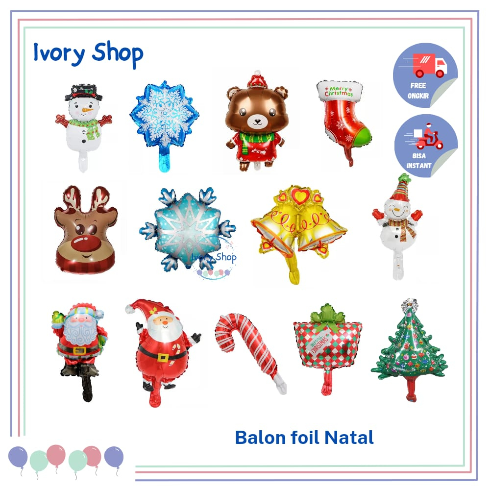 Jual Balon foil Natal Santa Snowman Salju Pohon natal Rusa Dekorasi ...