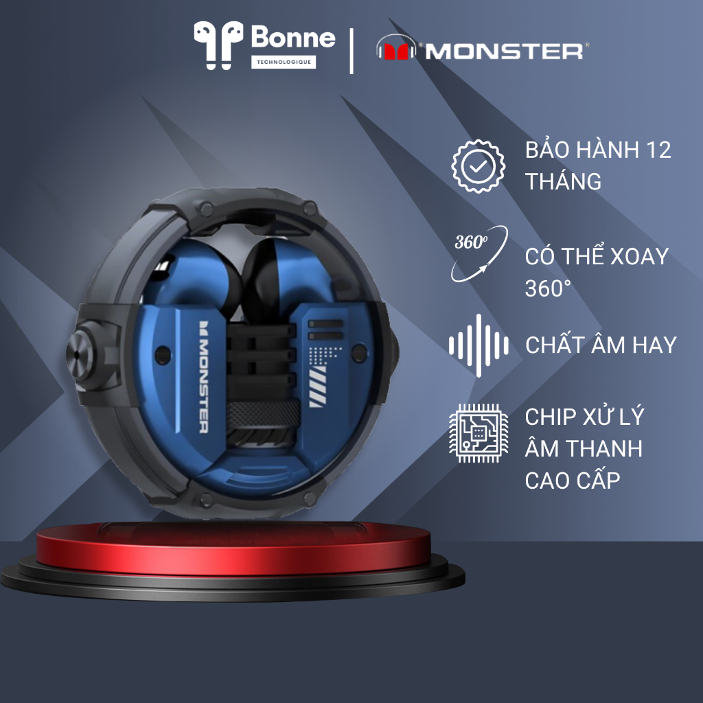 Jual Monster XKT10 TWS Bluetooth Wireless Gaming Headset HIFI Dual ...