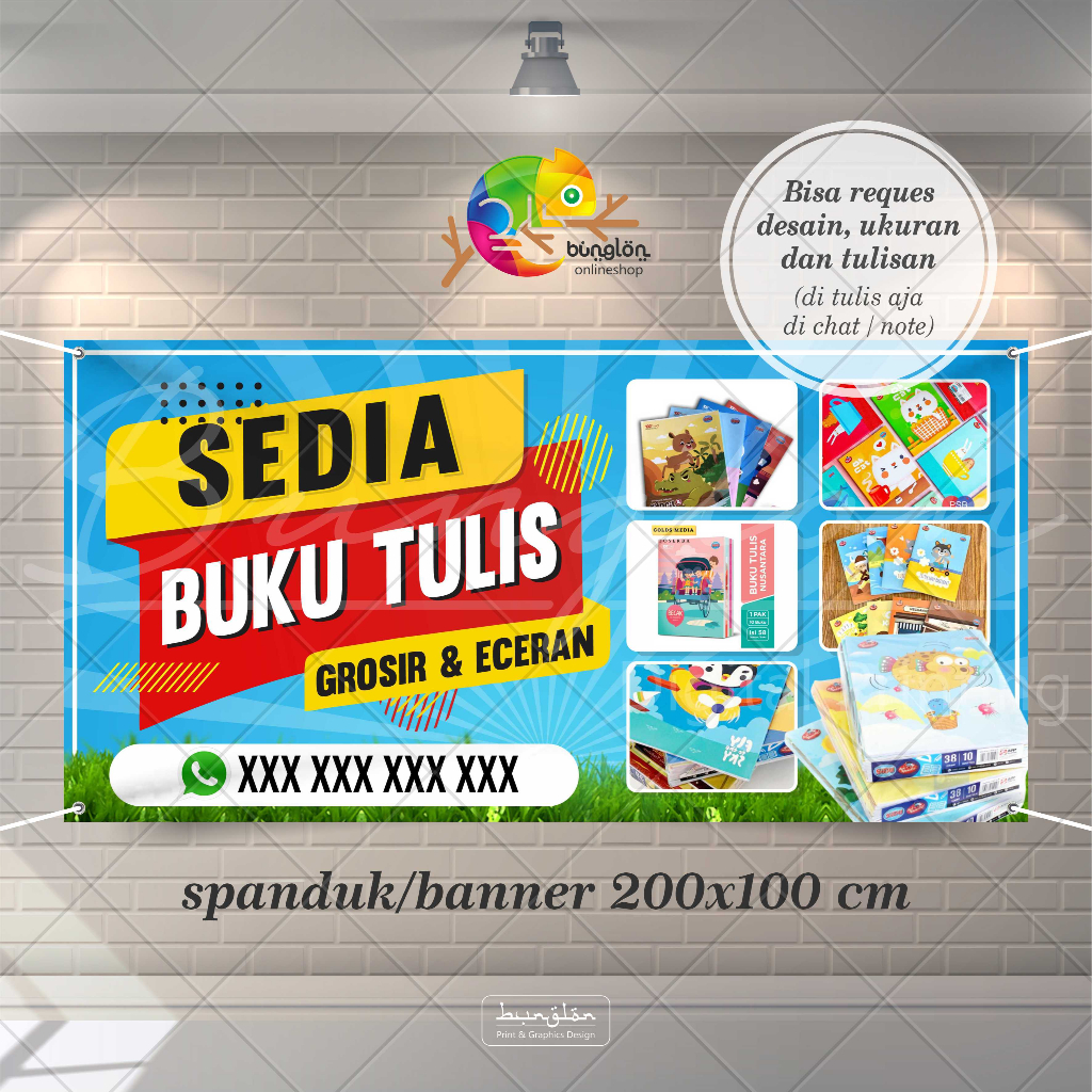 Jual Size 200x100 Cm Spanduk Banner Toko Sedia Buku Tulis | Shopee ...