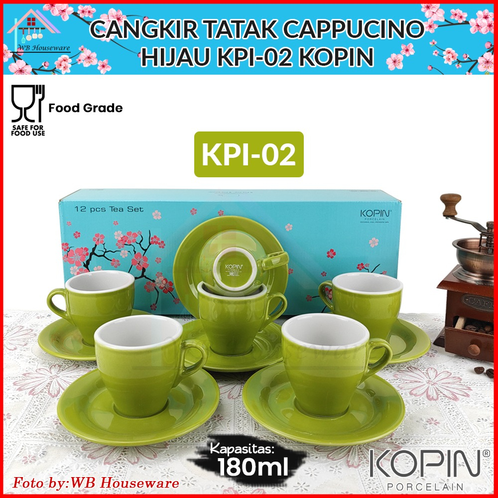 Jual KOPIN 6 pasang cangkir set hitam 180ml KPI-02 / coffee latte ...