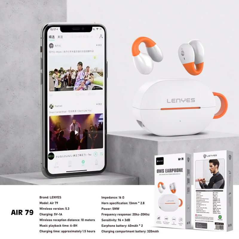 Jual Lenyes AIR 79 Headset TWS Bluetooth Wireless 5.3 Smart Touch Hifi ...