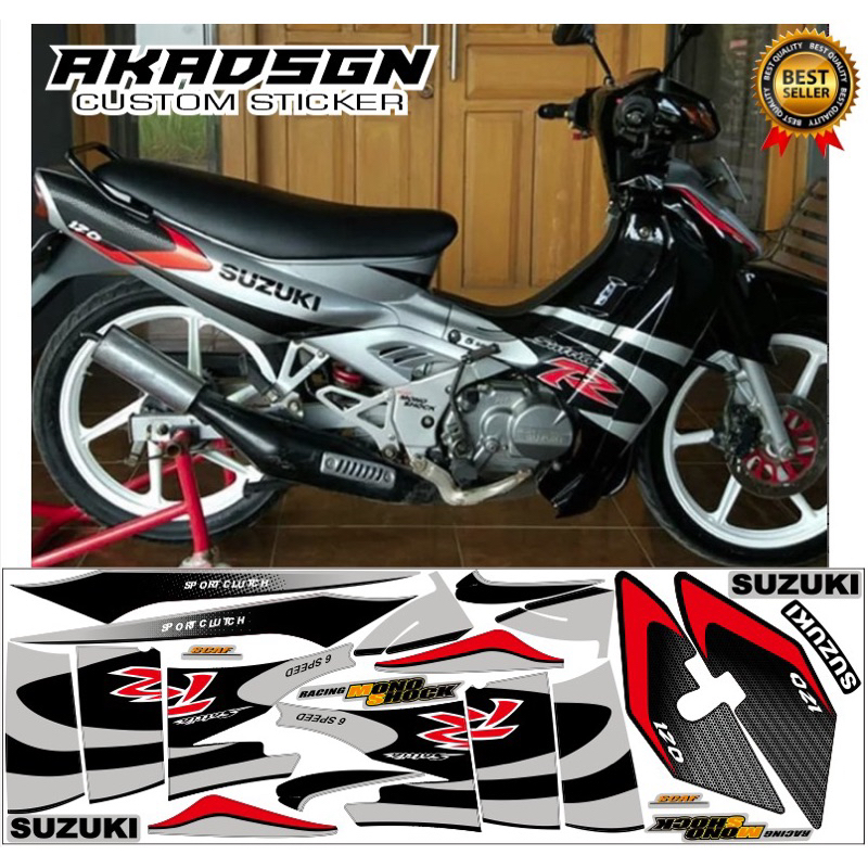 Jual sticker striping Suzuki Satria R 120 2002 silver hitam lumba ...