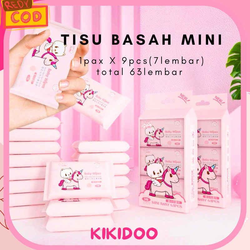 Jual 1 Pax 9 Pcs Tisu Basah Mini / Wet Tissue / Portable Tissue ...