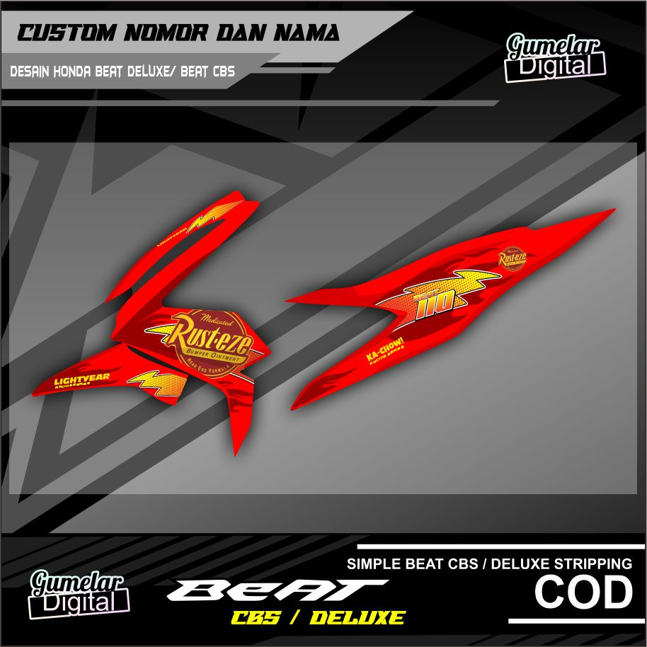 Jual STRIPPING SIMPEL HONDA BEAT DELUXE BEAT STREET LIGHTNING MC QUEEN ...
